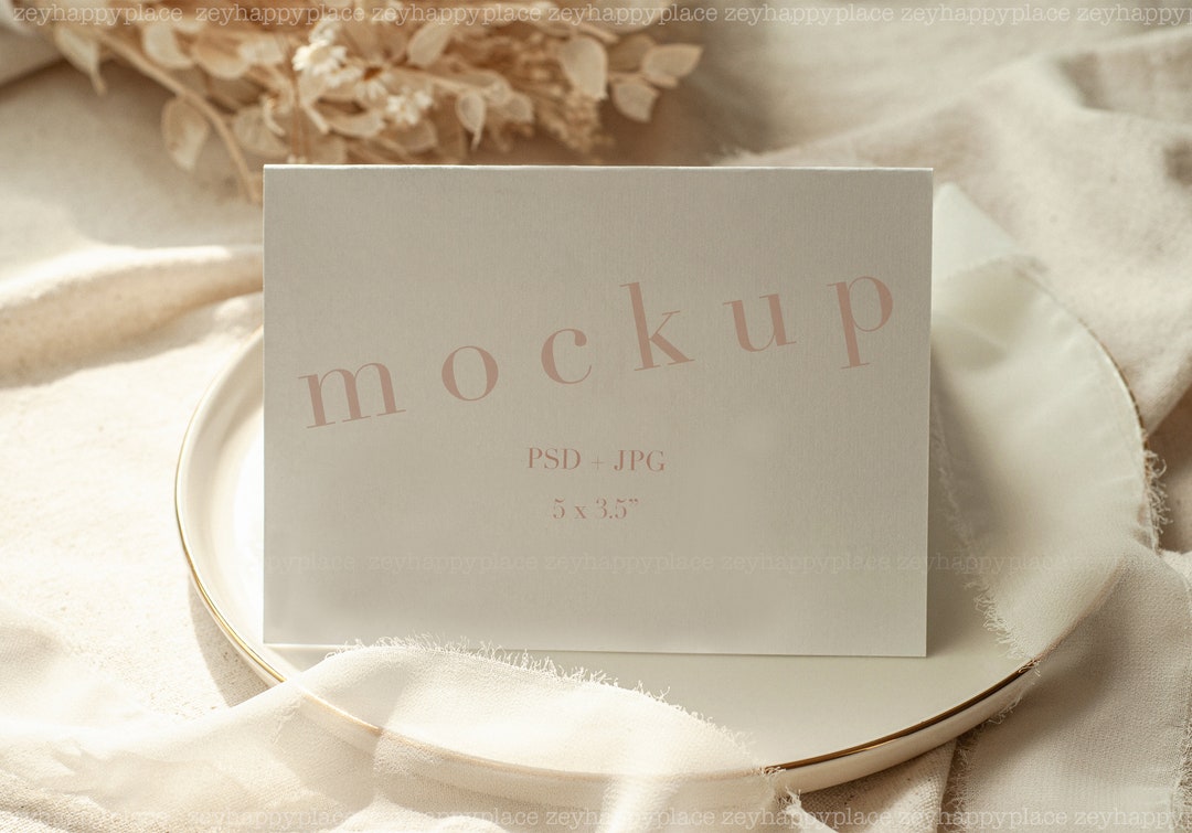Folded Card Mockup, 5x3.5 Card Mockup, Tent Fold Card Mockup, Thank You ...