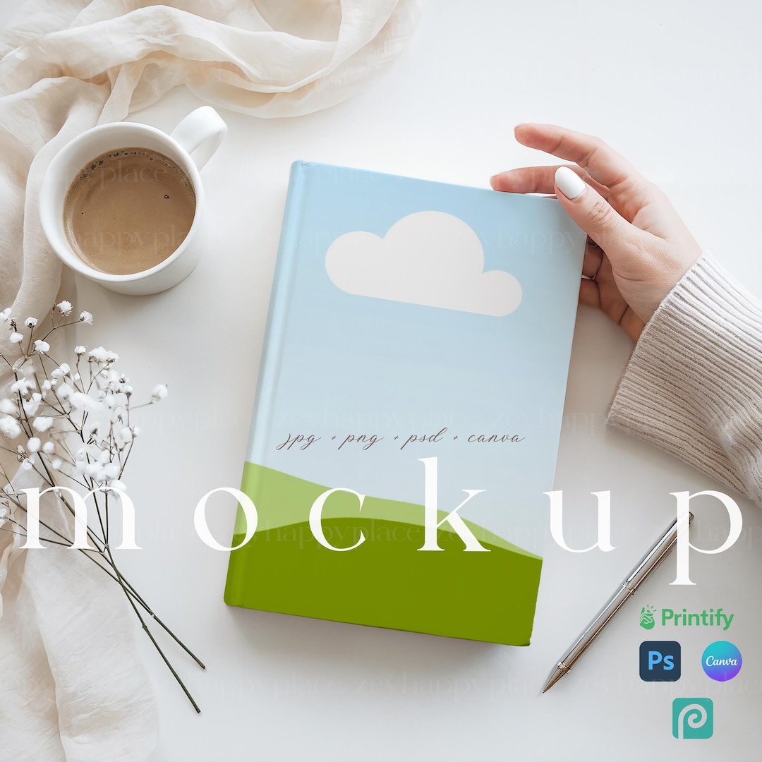 Hardcover Journal Matte Mockup Canva Template Printify Ruled Line ...