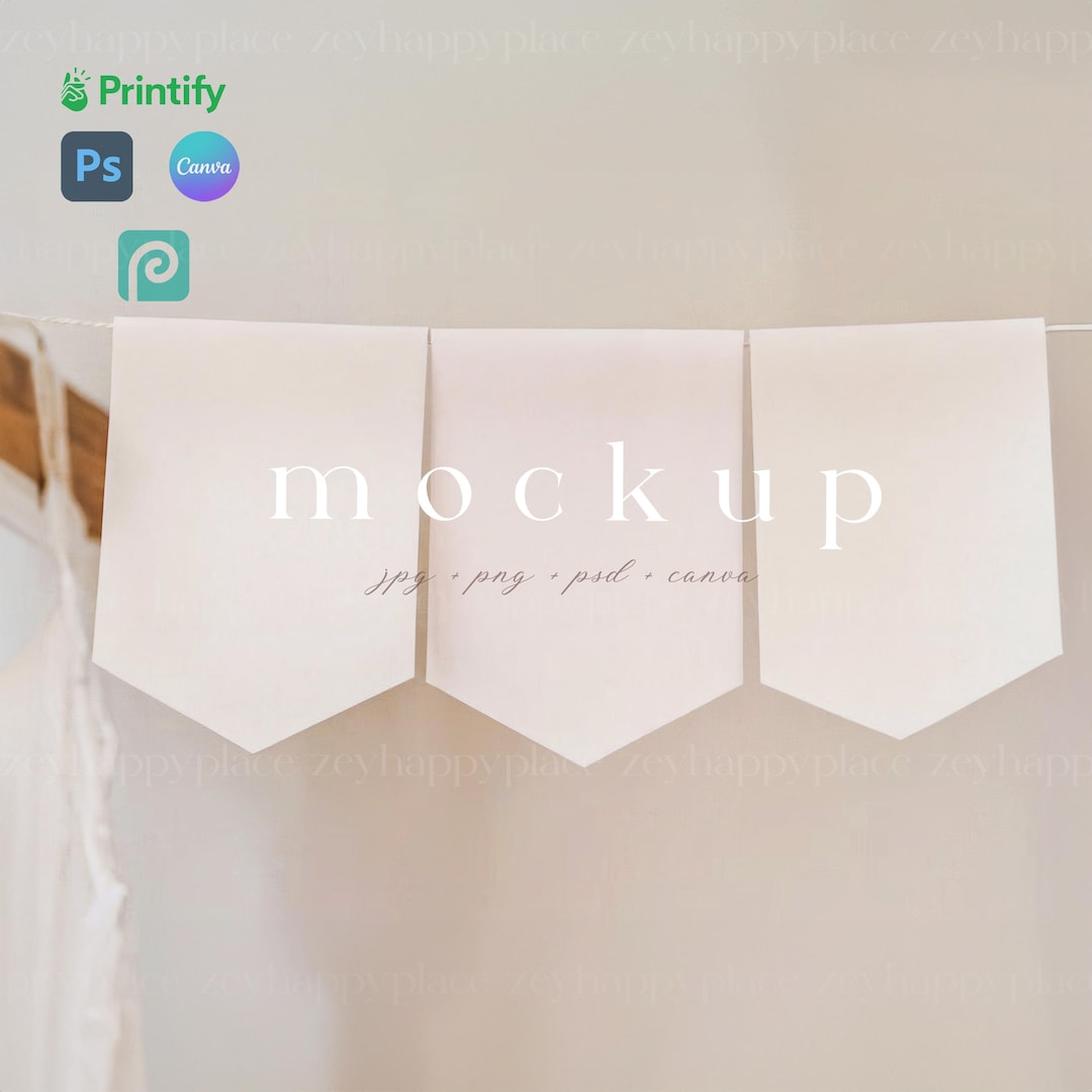 Bunting Banner Mockup, Birthday Banner Mockup Canva, Flag Banner Mockup ...