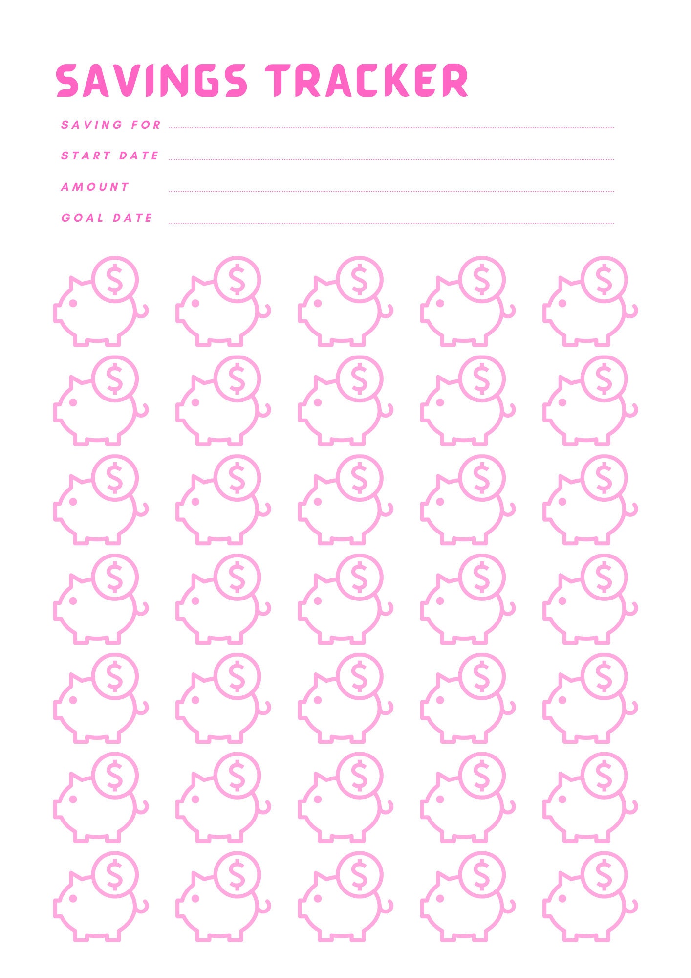 Digital Savings Tracker, Finance Tracker, Finance Planner, Piggy Bank ...