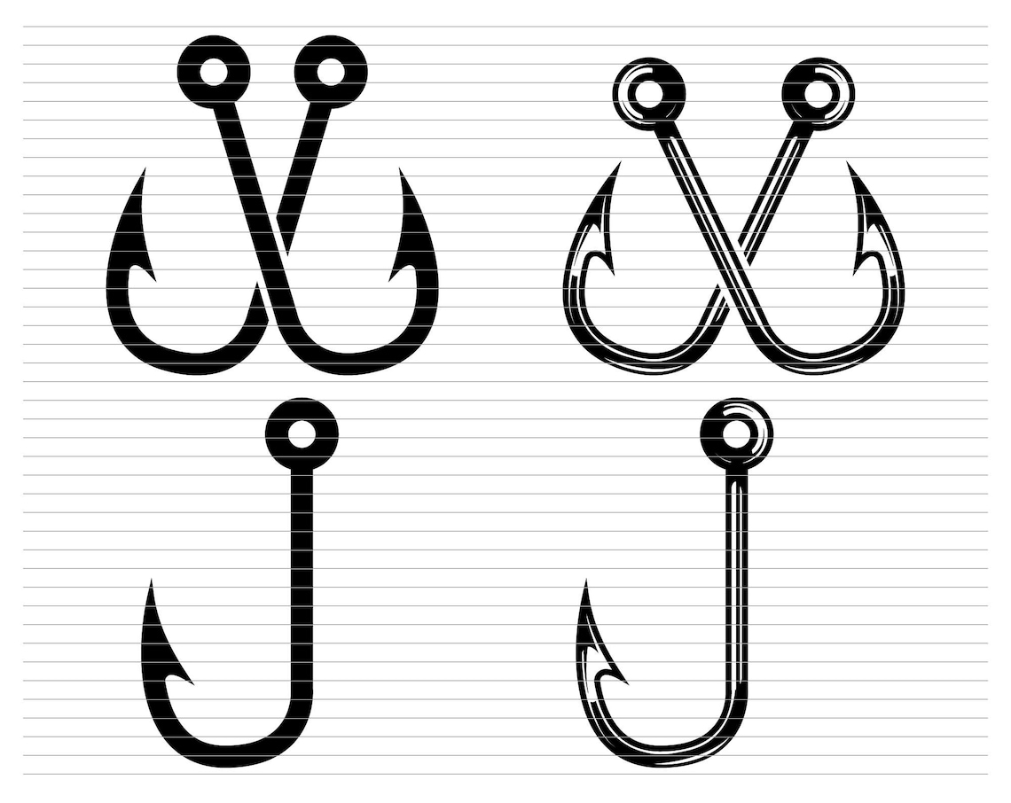 HOOK SVG, Hook Clipart, Fishing Hook, Crossed Hook, Fisherman Hook ...