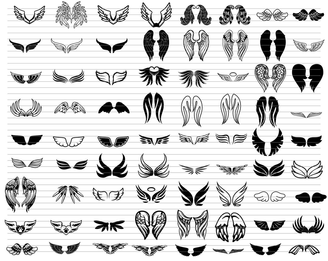 Wings Svg Bundle, Wing Svg, Wing Clipart, Angel Wings, Flying Wings ...