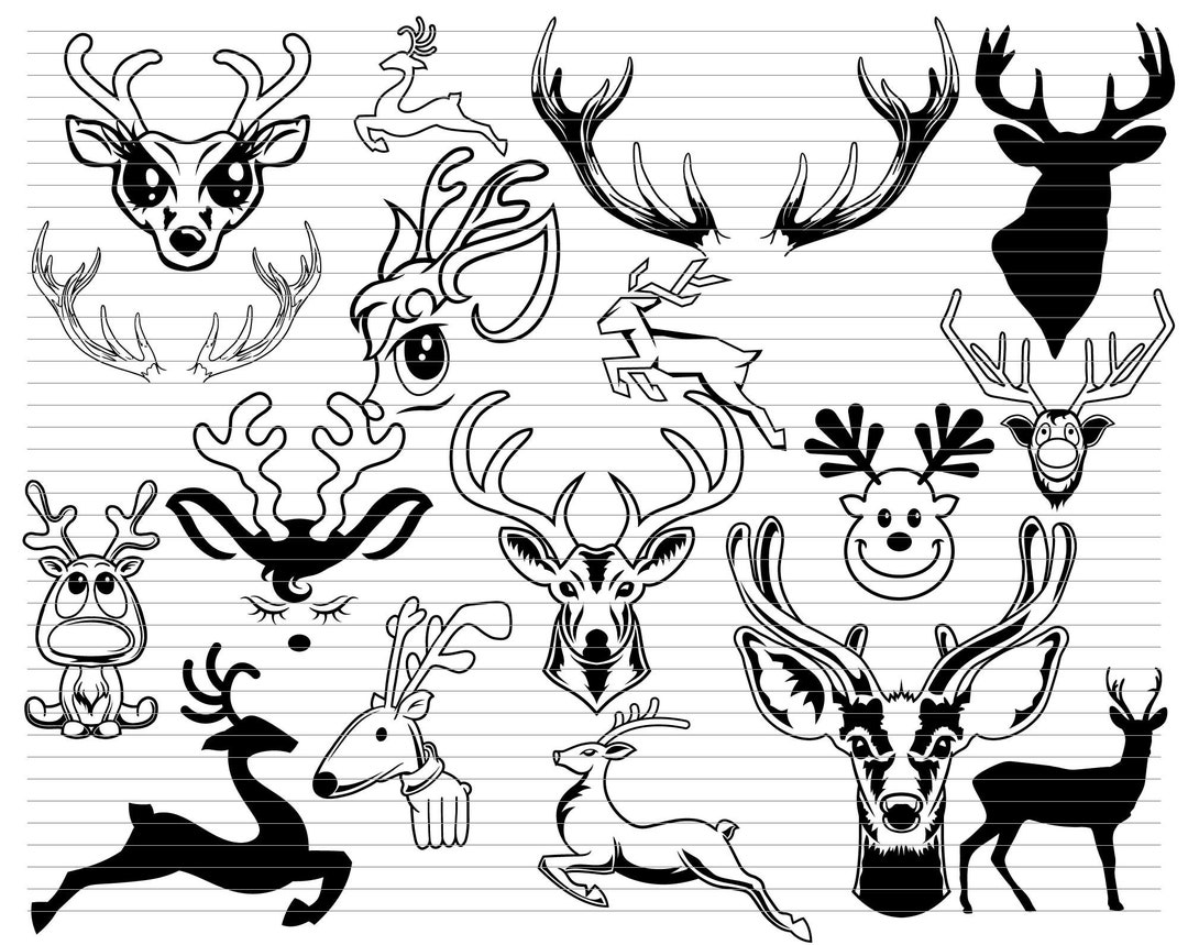 REINDEER BUNDLE SVG, Deer Svg, Deer Face, Deer Silhouette, Reindeer Svg ...
