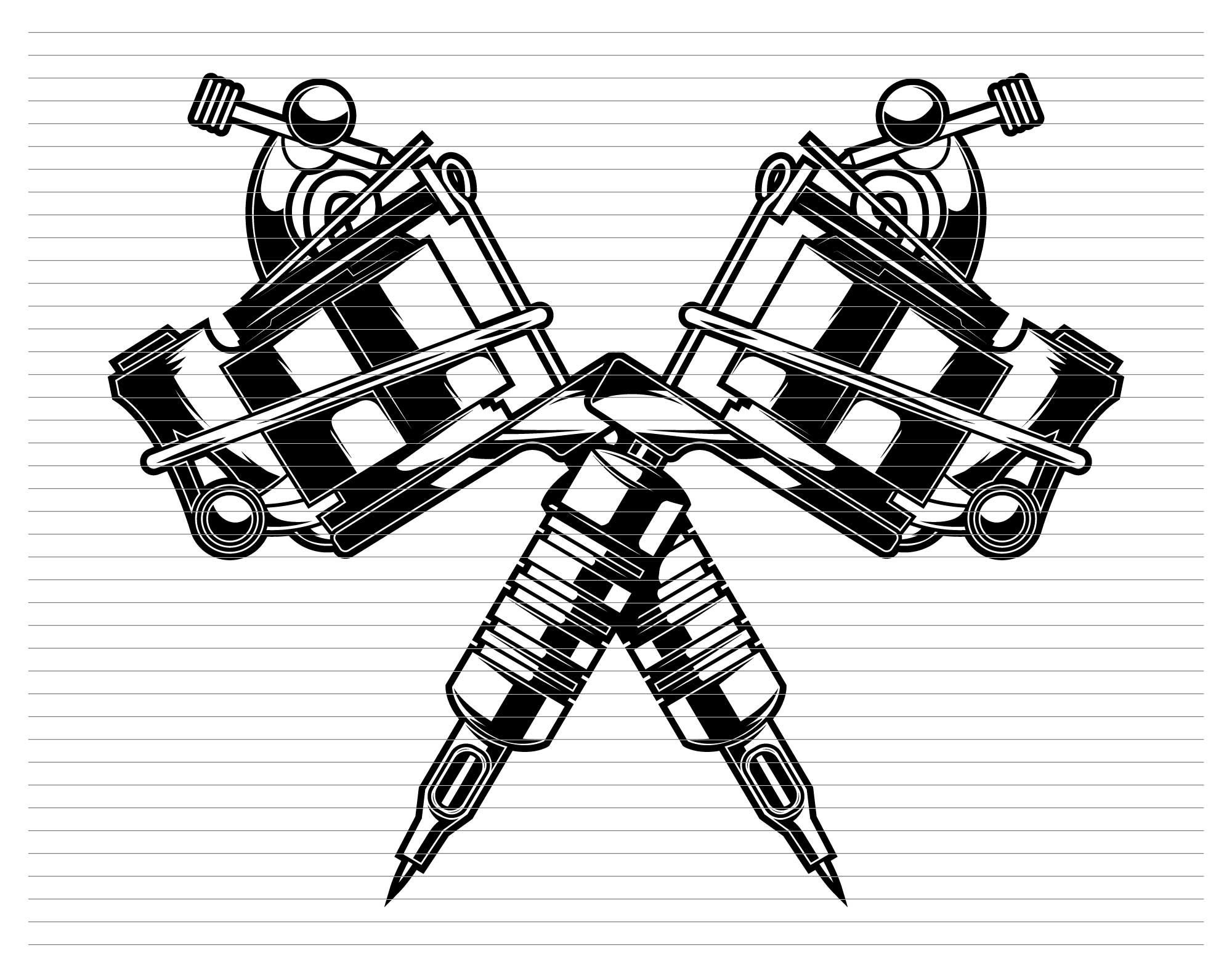 CROSSED TATTOO MACHINE Svg Tattoo Gun Ink Gun Tattoo Gun - Etsy