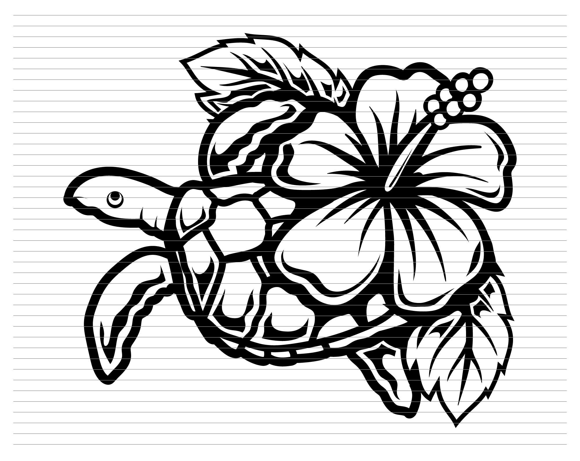 Hawaiian Turtle Outline