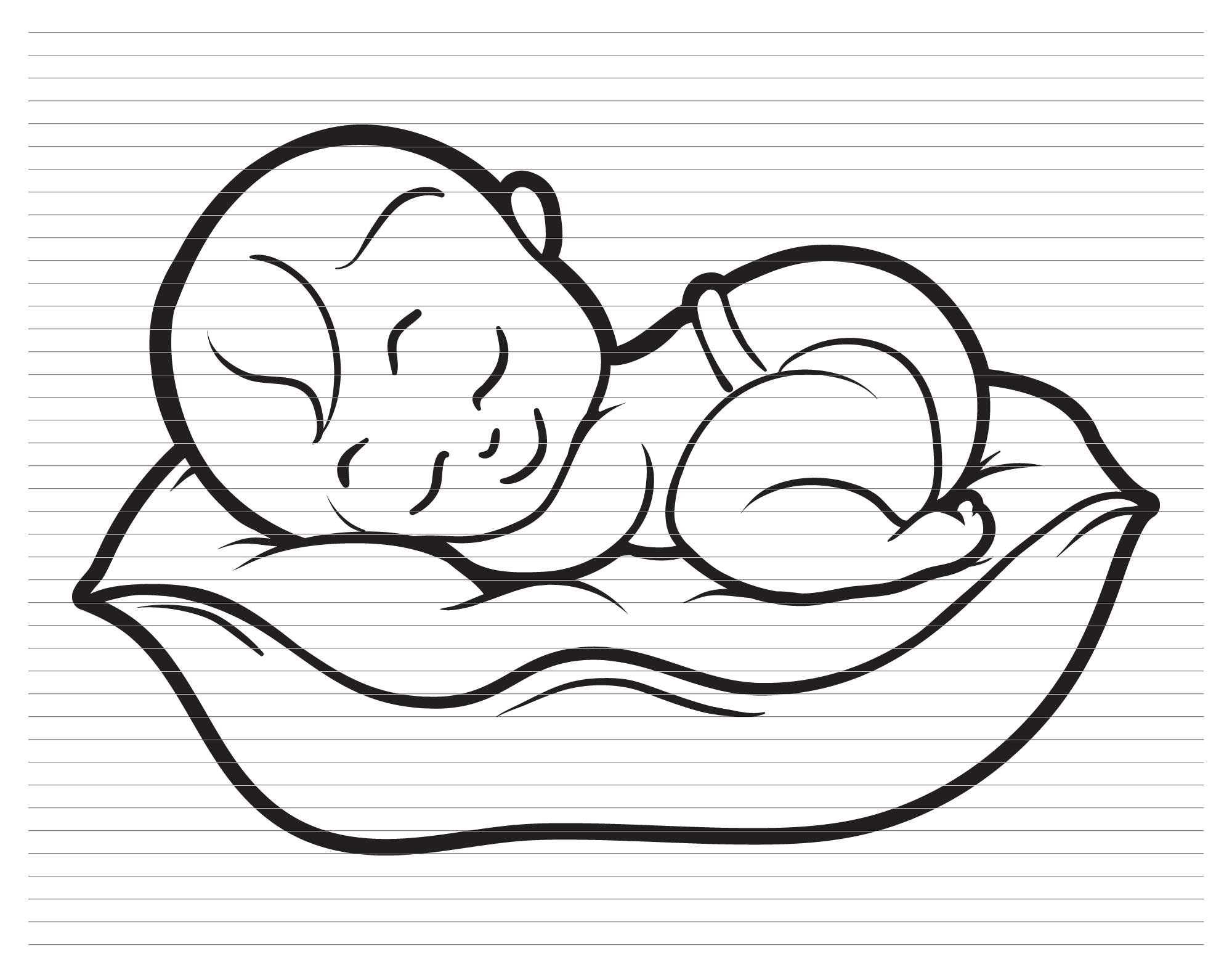 Cute Baby Clipart Black And White