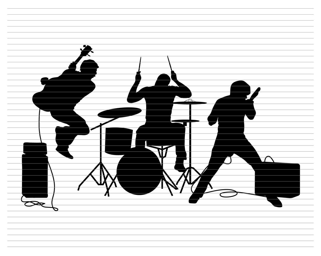 Band Svg, Band Silhouette, Rock Band, Music Svg, Rock Singer, Playing ...