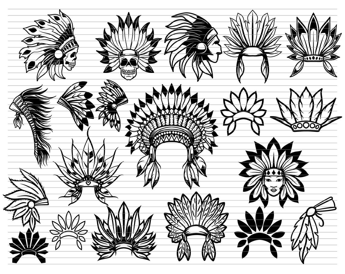 Headdress Svg Bundle Headdress Svg Headdress Clipart Indian Headdress ...