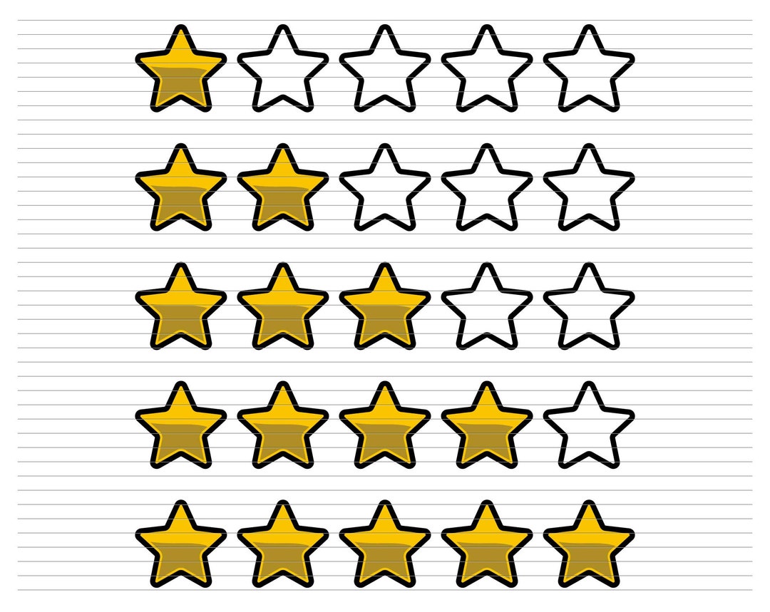 Star Rating Gold SET Svg Gold Stars BUNDLE Star Rating Clipart 5 Star ...