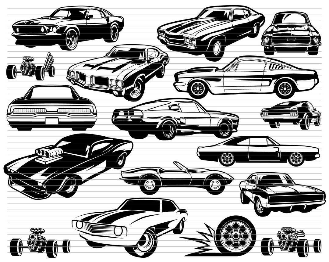 MUSCLE CAR SVG Muscle Car Bundle American Car Retro Car Classic Car ...