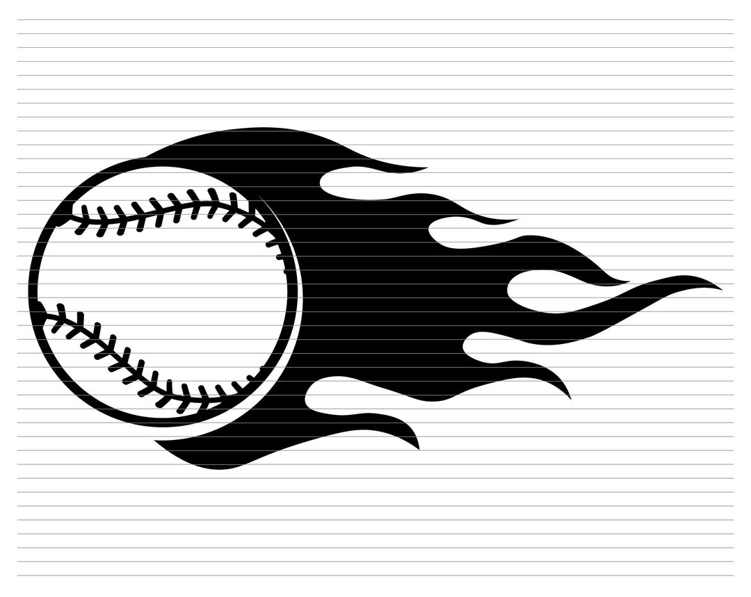 BALL WITH FLAME Svg, Baseball Svg, Baseball Ball, Sport Flame, Flame ...