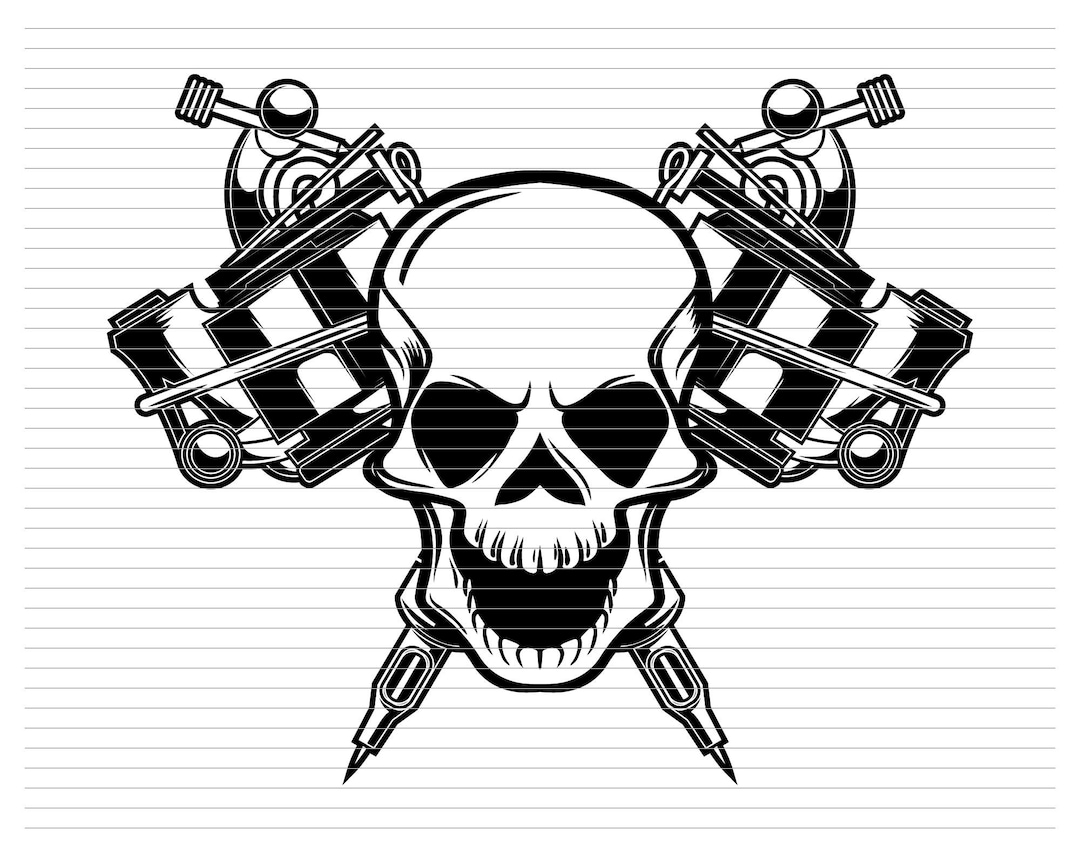 TATTOO Skull SVG Tattoo Gun With Skull Ink Gun Tattoo Gun Clipart ...