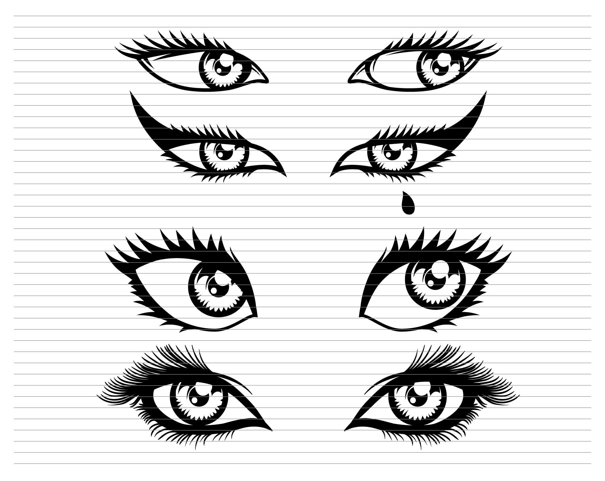 Woman Eyes Svg, Eyes Svg, Eyes Clipart, Girl Eyes, Eyelash Svg, Eyebrow ...
