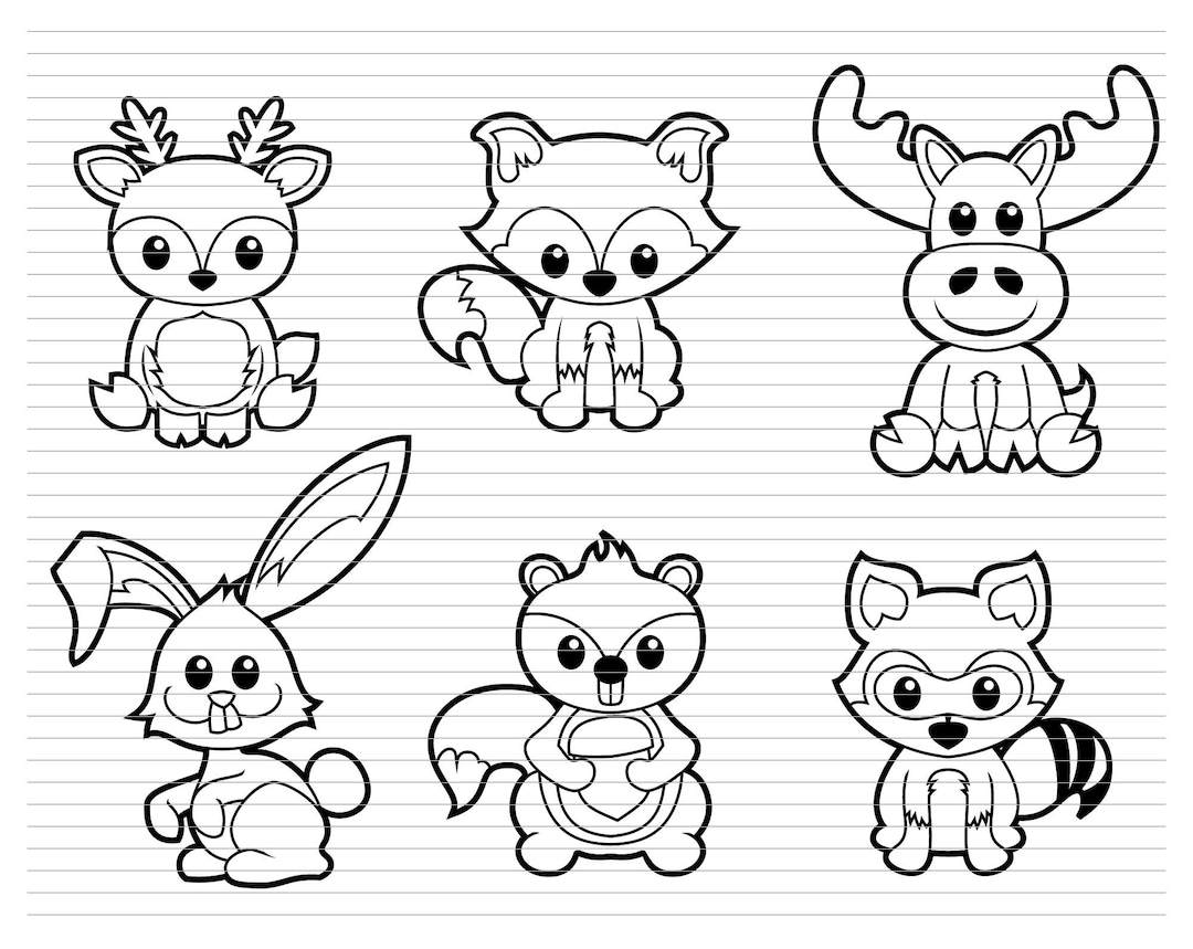 Woodland Animals Svg Woodland Svg Cute Animal Baby Woodland Doodle Svg ...