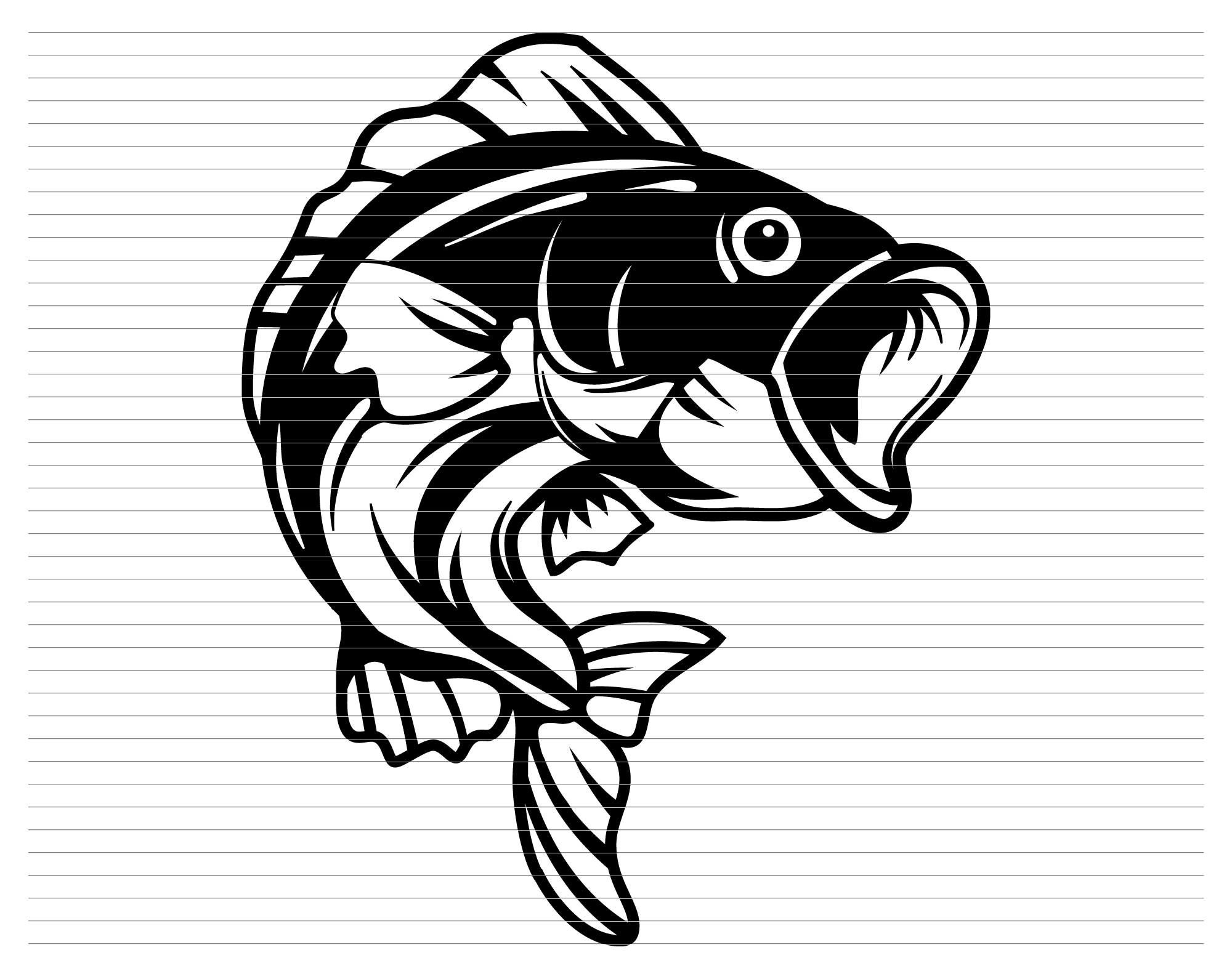 BASS FISHING SVG Fish Pole Fresh Salt Water Lake River Ocean Deep Sea ...