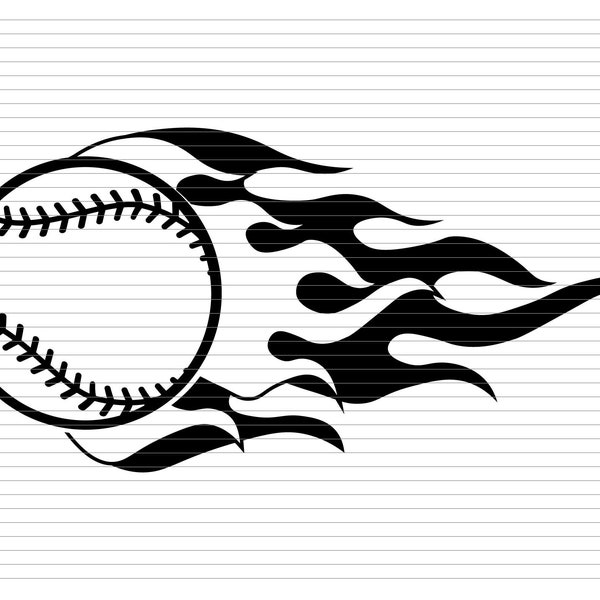 Baseball With Flames Svg - Etsy