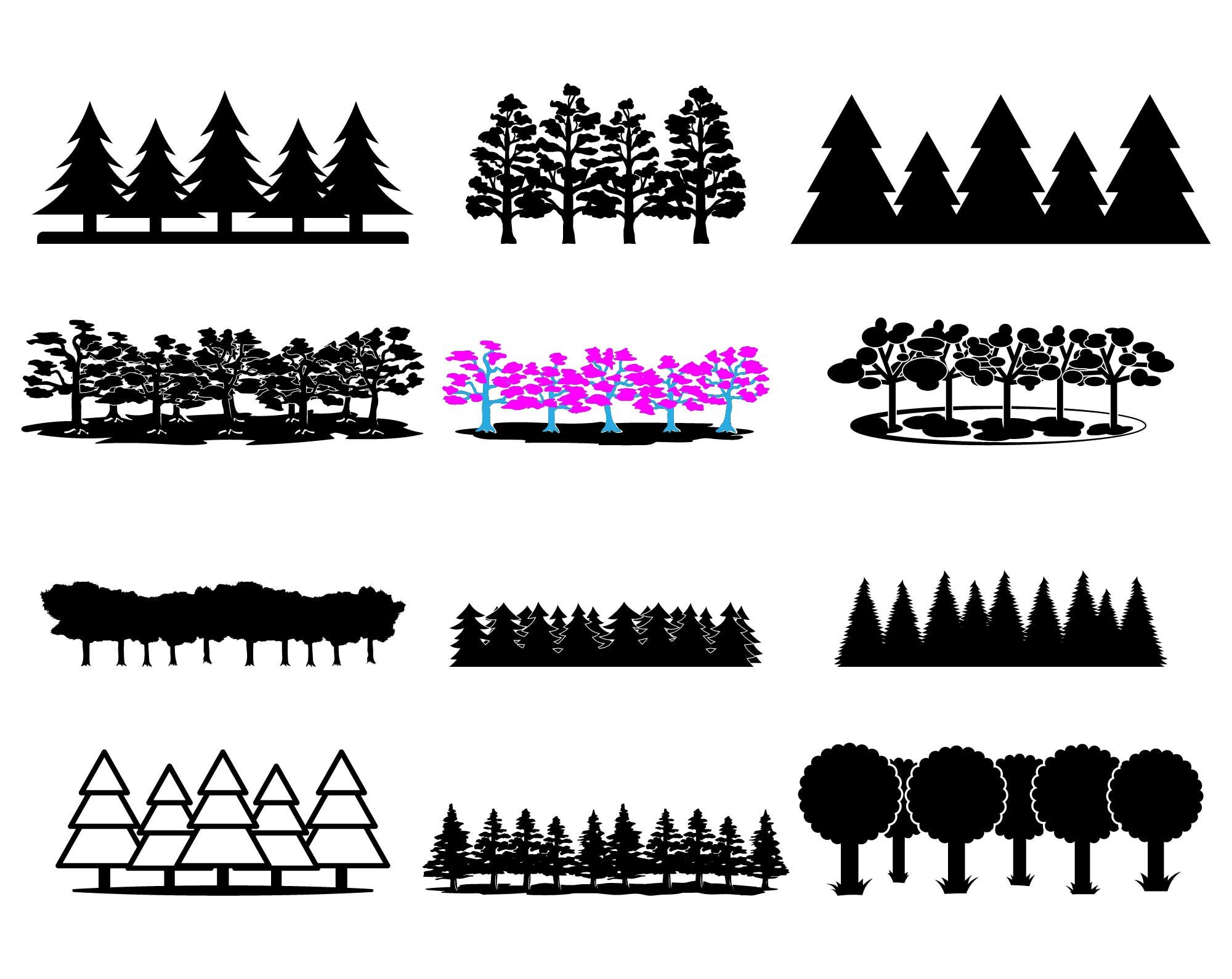 PAQUETE SVG DE BOSQUE, svg de bosque, clipart de bosque, bosque de ...