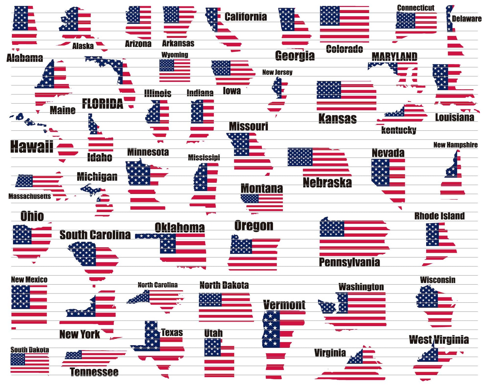 Usa States Svg, 50 States, States Map, Us States Bundle, Us State Shape ...