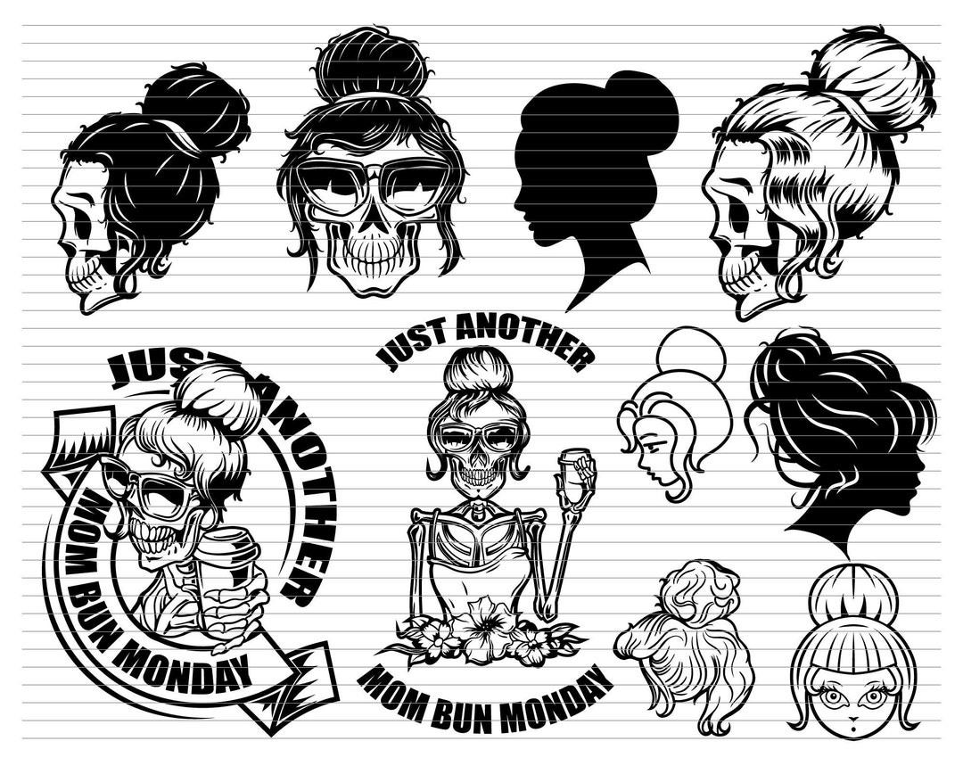 MOM LIFE SKELETON, Mom Life Bundle, Mom Life Skull Svg, Messy Bun Svg ...