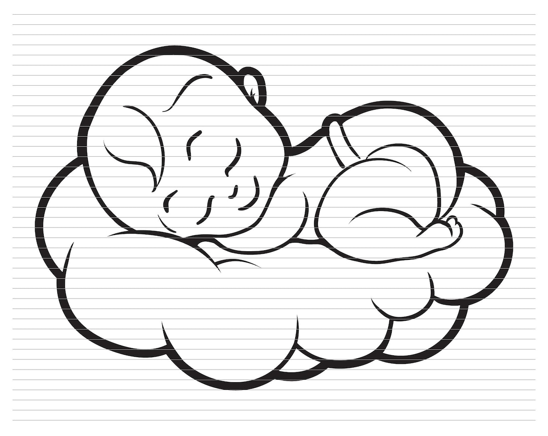 SLEEPING BABY Svg Baby Silhouette Babygirl Babyboy Kid Newborn Cutebaby ...