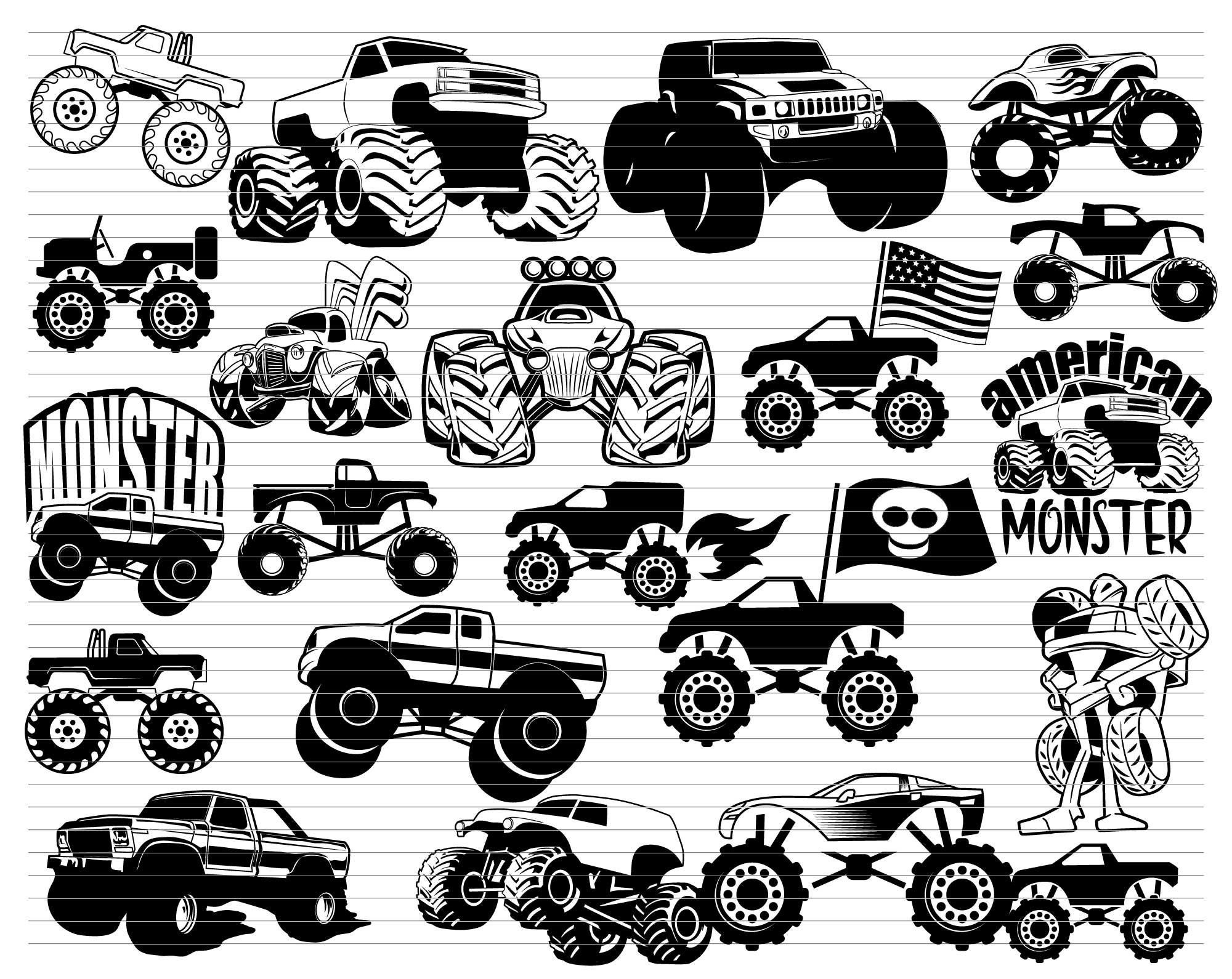 MONSTER TRUCK BUNDLE, Monster Truck Svg, Pickup Truck, Monster Truck ...