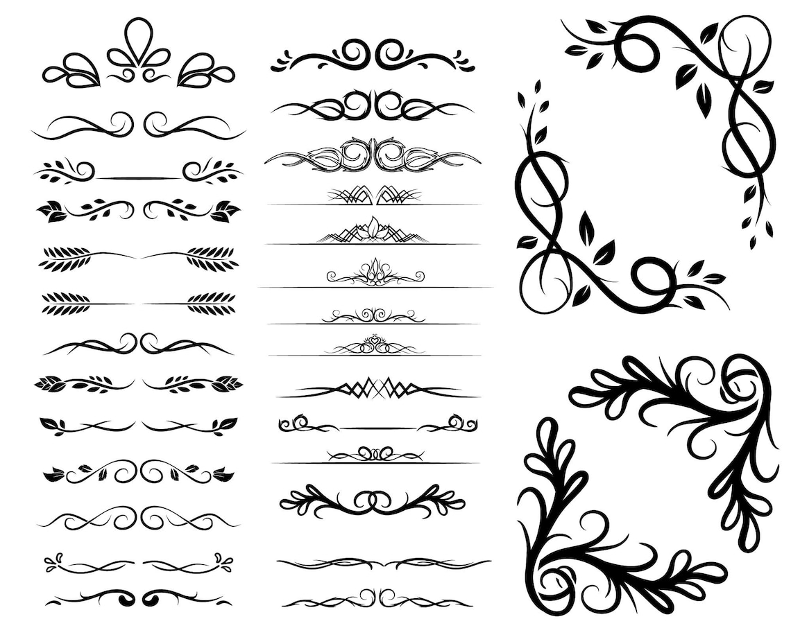 DECORATIVE LINES SVG, Decorative Bundle, Floral Ornaments, Divider Svg ...