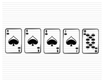 Poker 32 Royal Flush Spade Playing Card Gambling Gamble - Etsy
