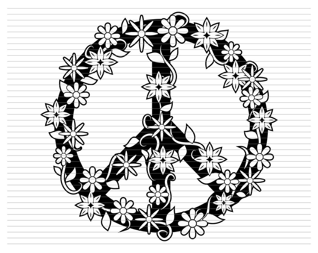 SÍMBOLO DE PAZ SVG Signo de paz, Floral svg, Camiseta de paz svg, paz ...
