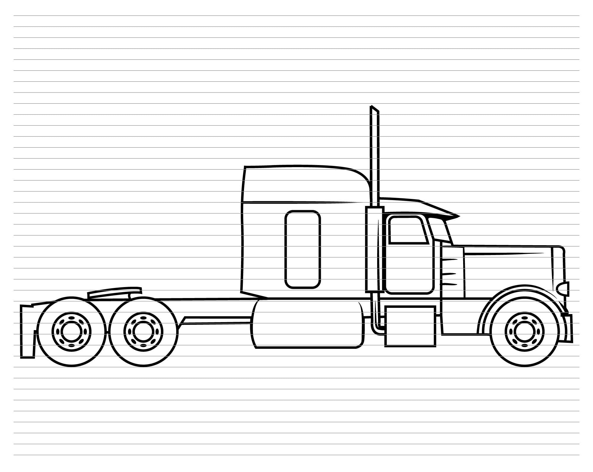 How To Draw A 18 Wheeler Step By Step