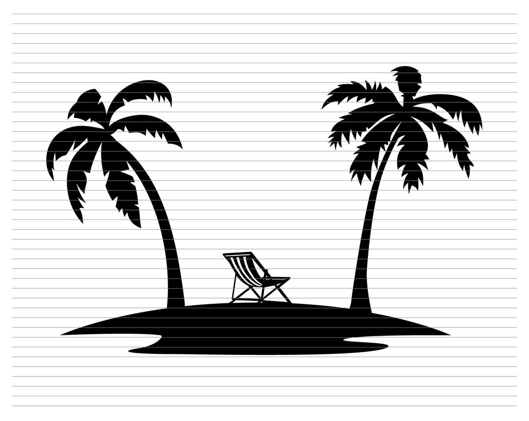 PALM TREE SILHOUETTE, Palm Tree Svg, Beach Chair Svg, Palm Tree Sunset ...
