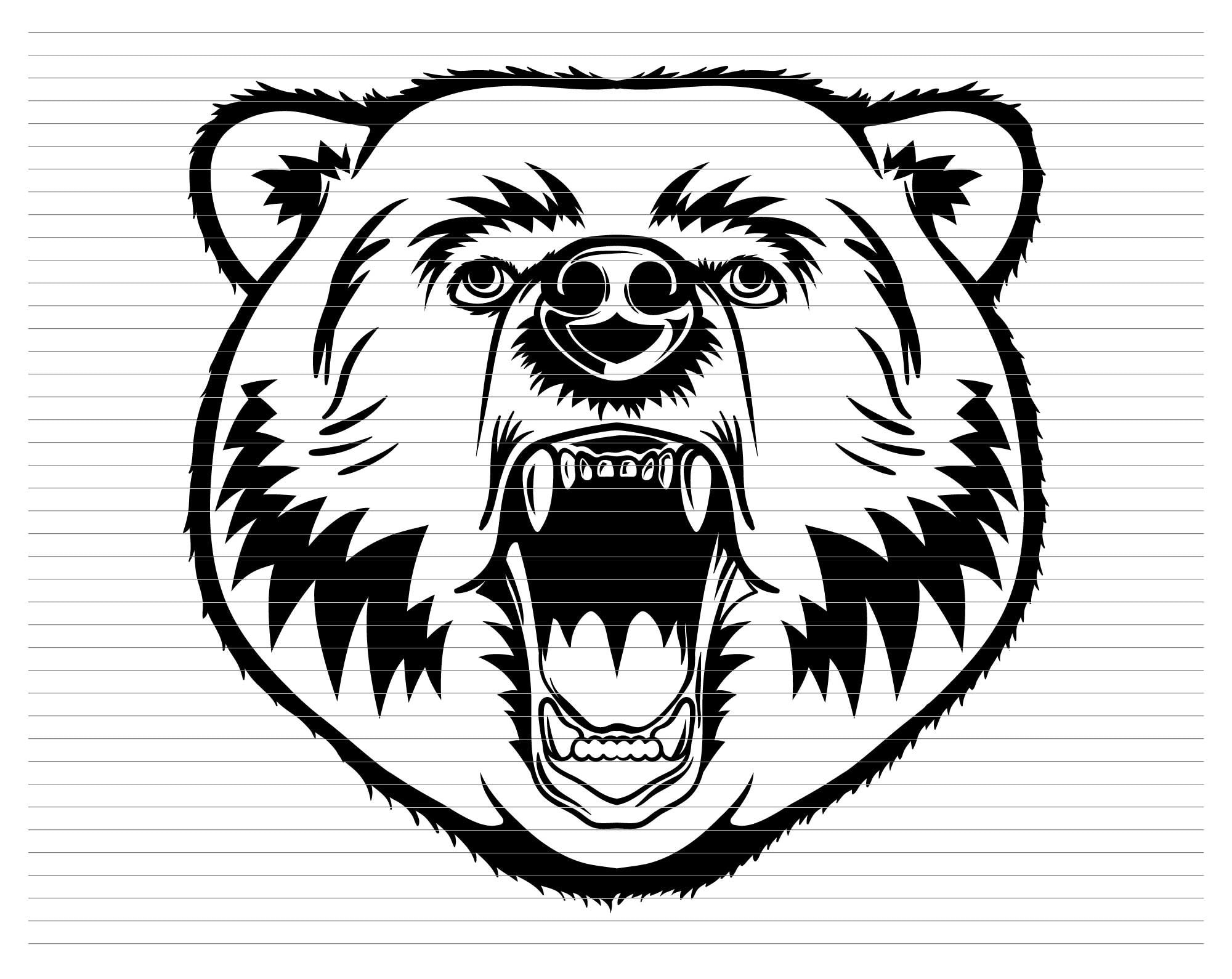 ANGRY BEAR SVG, Angry Bear Face, Angry Grizzly, Grizzly Face, Grizzly Svg, Grizzly, Wild Animal ...