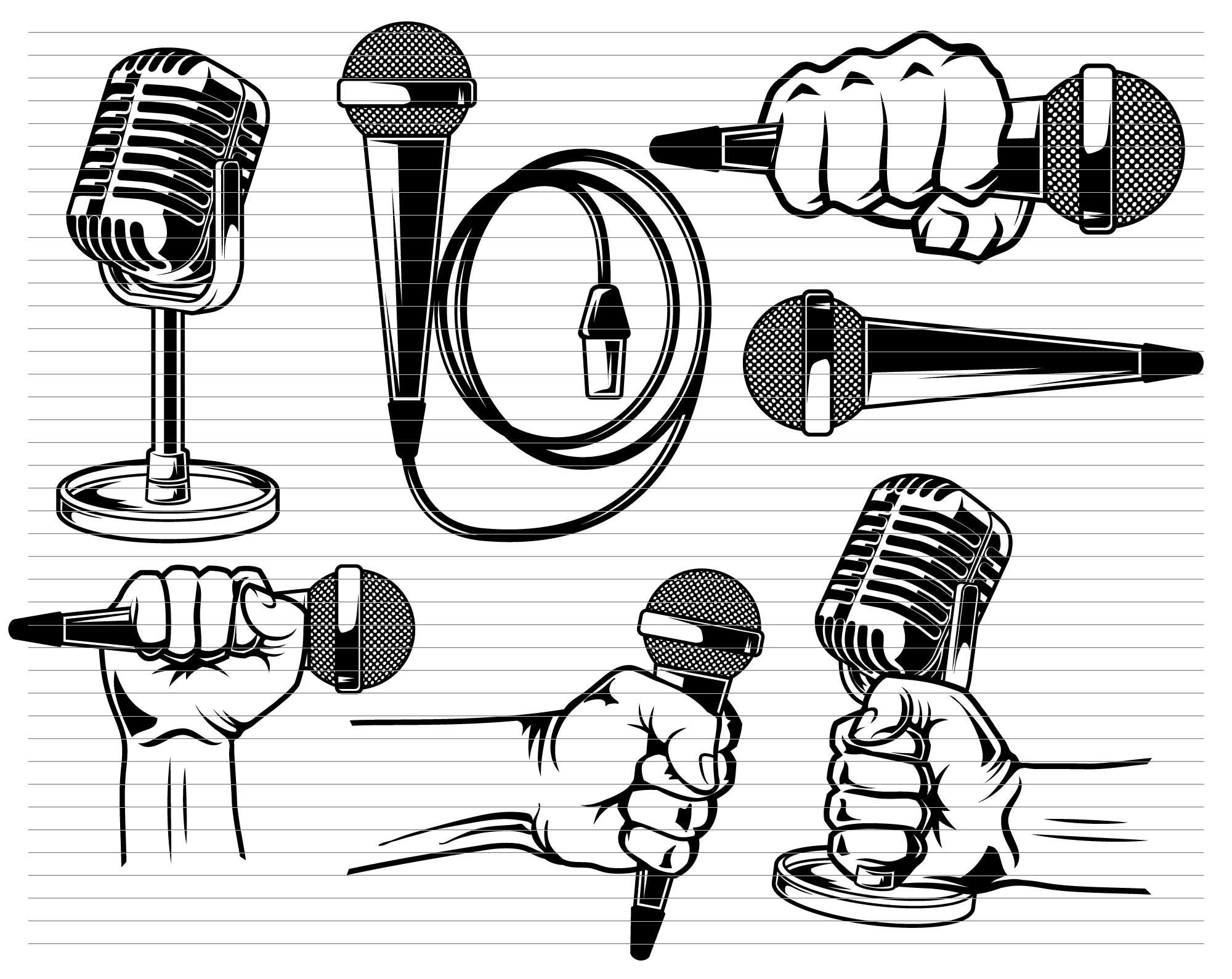 MICROPHONE SVG BUNDLE, Microphone Svg, Hand Holding Microphone, Music ...