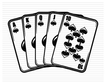 Poker 32 Royal Flush Spade Playing Card Gambling Gamble - Etsy