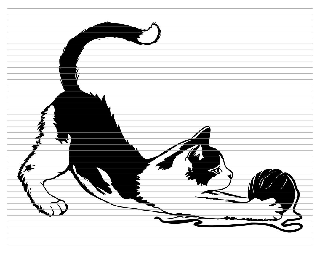 CAT With Ball SVG, Cat Clipart, Cute Cat, Cat Face, Kitty Svg, Baby Cat ...
