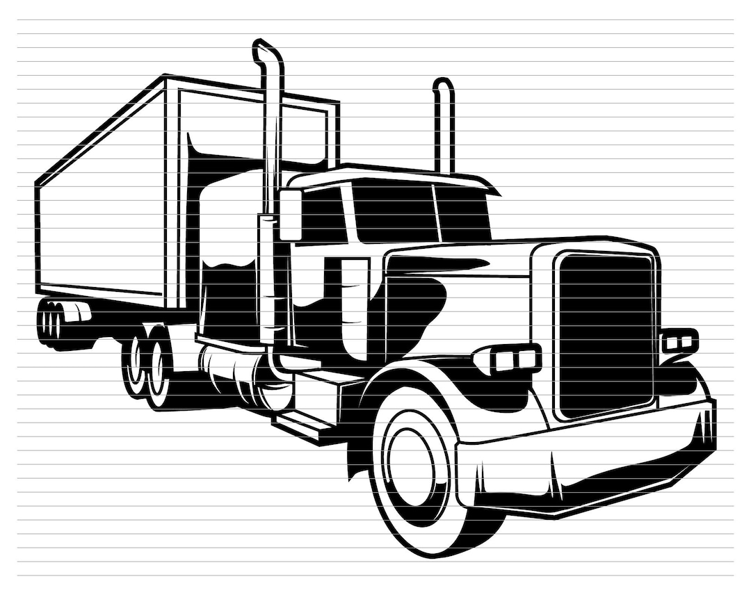 Semi Truck Svg Truck Svg Truck Clipart Tractor Truck 18 Wheeler Svg ...