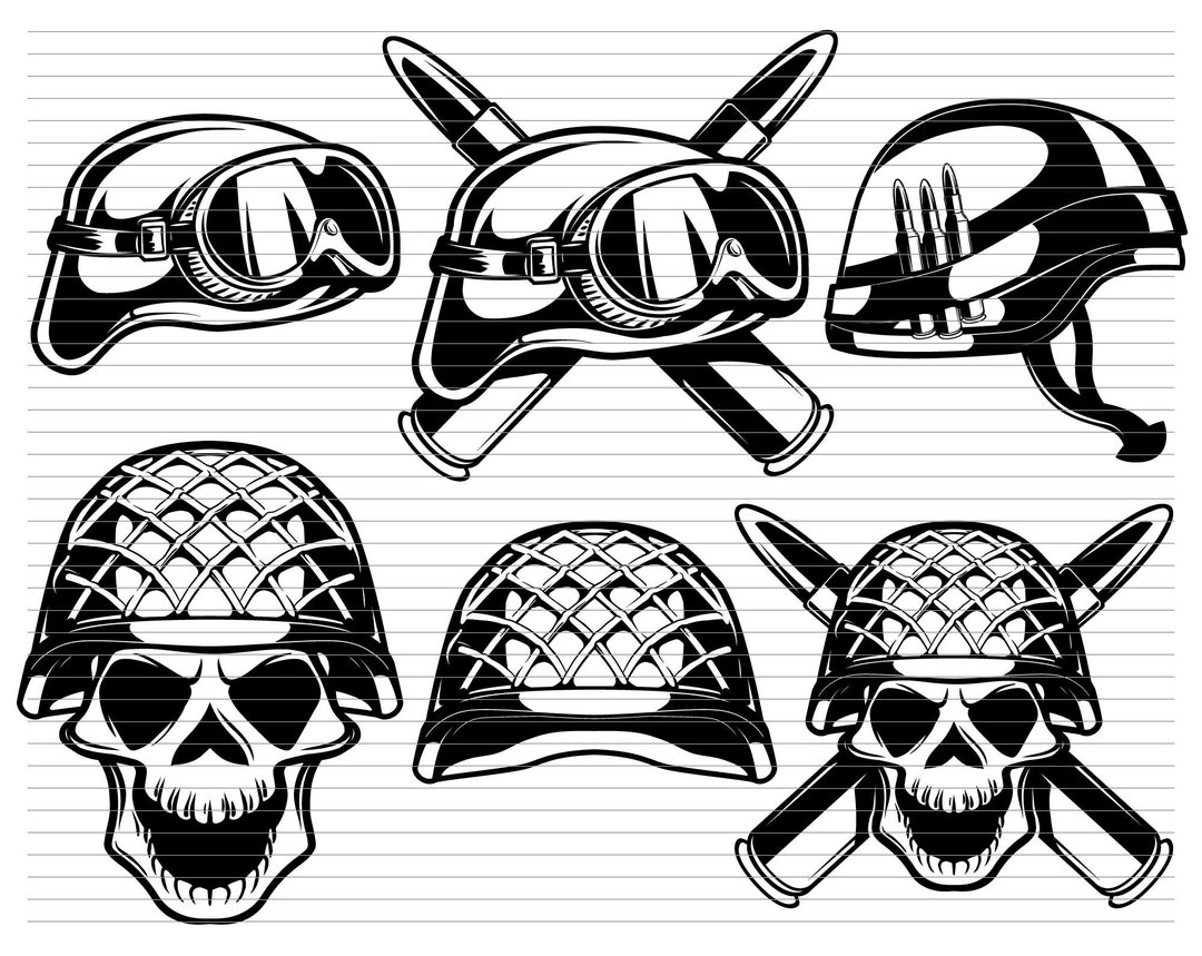 MILITARY HELMETS BUNDLE, Military Helmet Svg, Weapon Svg Bundle, Skull ...