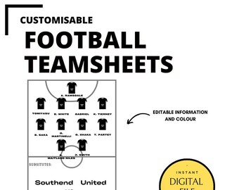 Football Teamsheet - Etsy