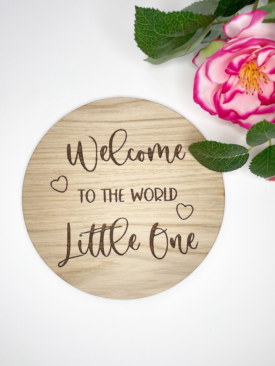 Welcome New Baby Arrival Sign, Welcome to the World Circle, Engraved ...