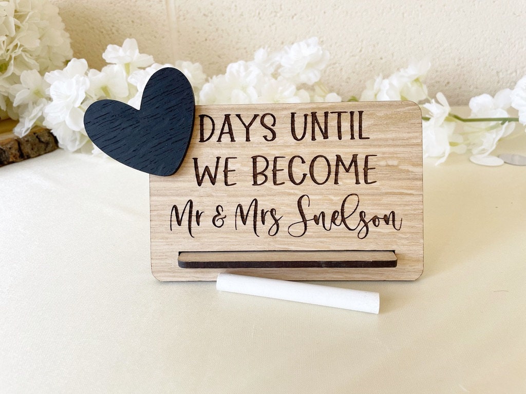 Personalised Wedding Countdown Sign Engraved Chalk Sign - Etsy