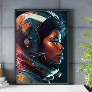 Retro Space Poster,female Astronaut,outer Space Print,space Poster,wall ...
