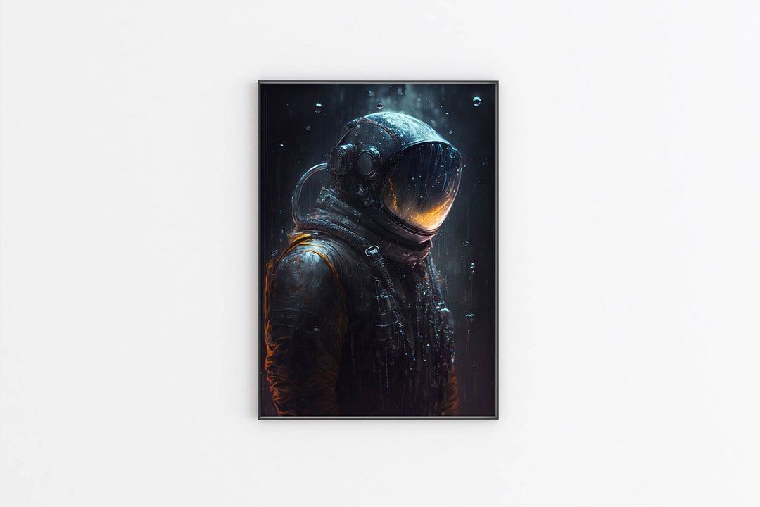 Space Poster,astronaut in Rain,deep Space Print,space Art,outer Space ...