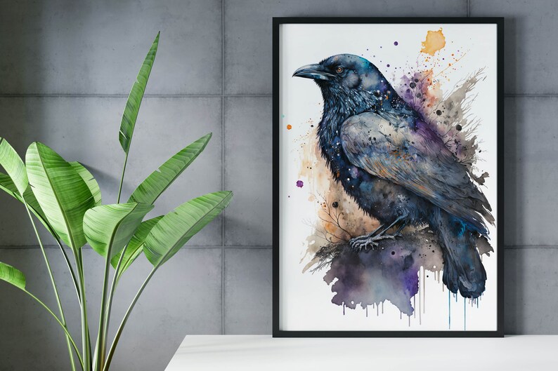 Raven Watercolor Painting,raven Painting Poster,raven Art Print ,wall ...