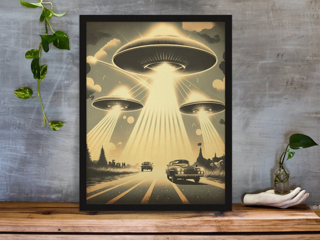 UFO Abduction (collage Art, Trippy Wall Art, Retro Art, Cosmic Art ...
