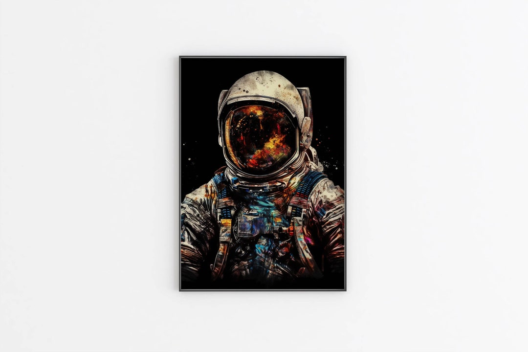 Astronaut Oil Painting Art Print, Astronaut in Space Wall Art Poster ...