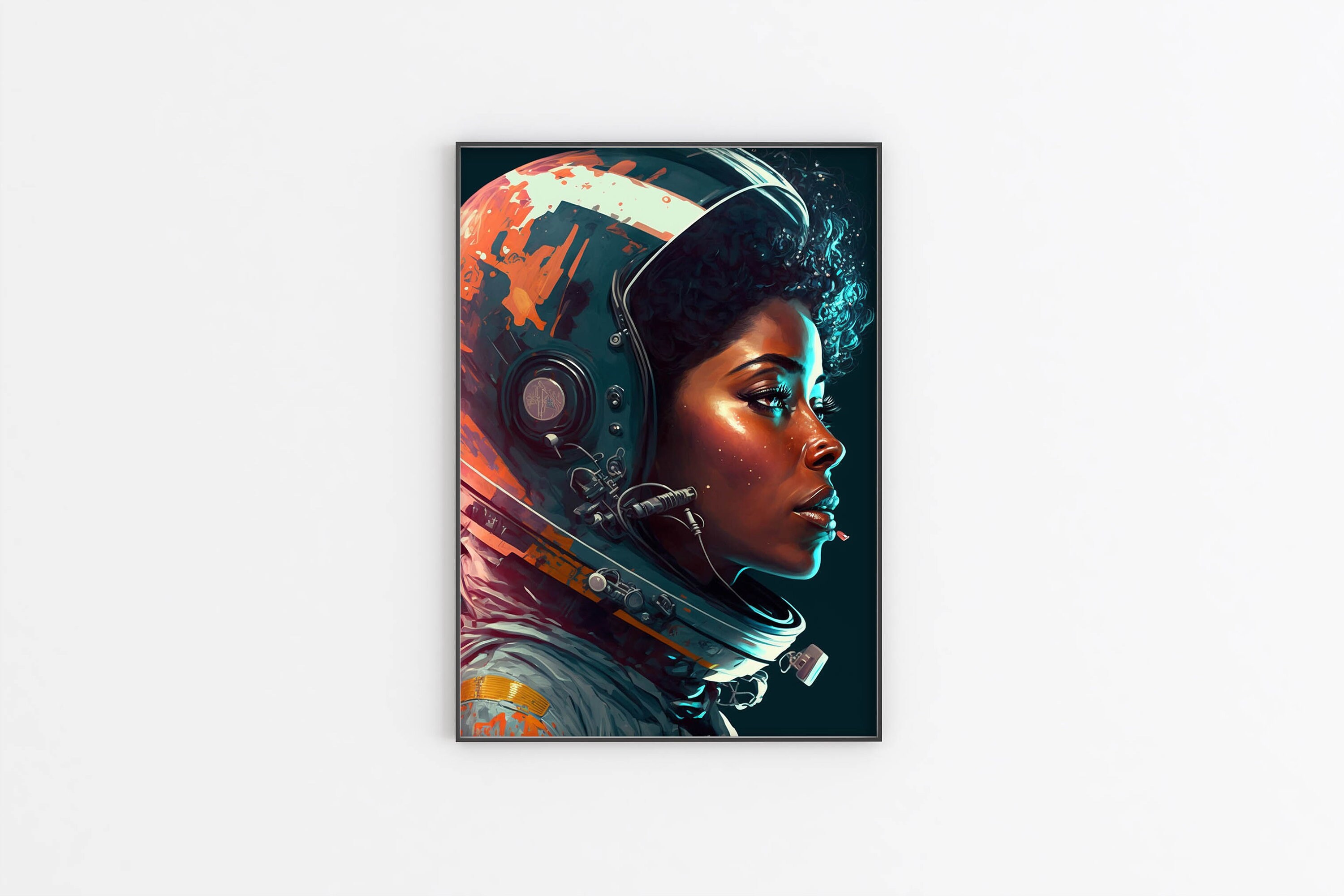 Retro Space Poster,female Astronaut,outer Space Print,space Poster,wall ...
