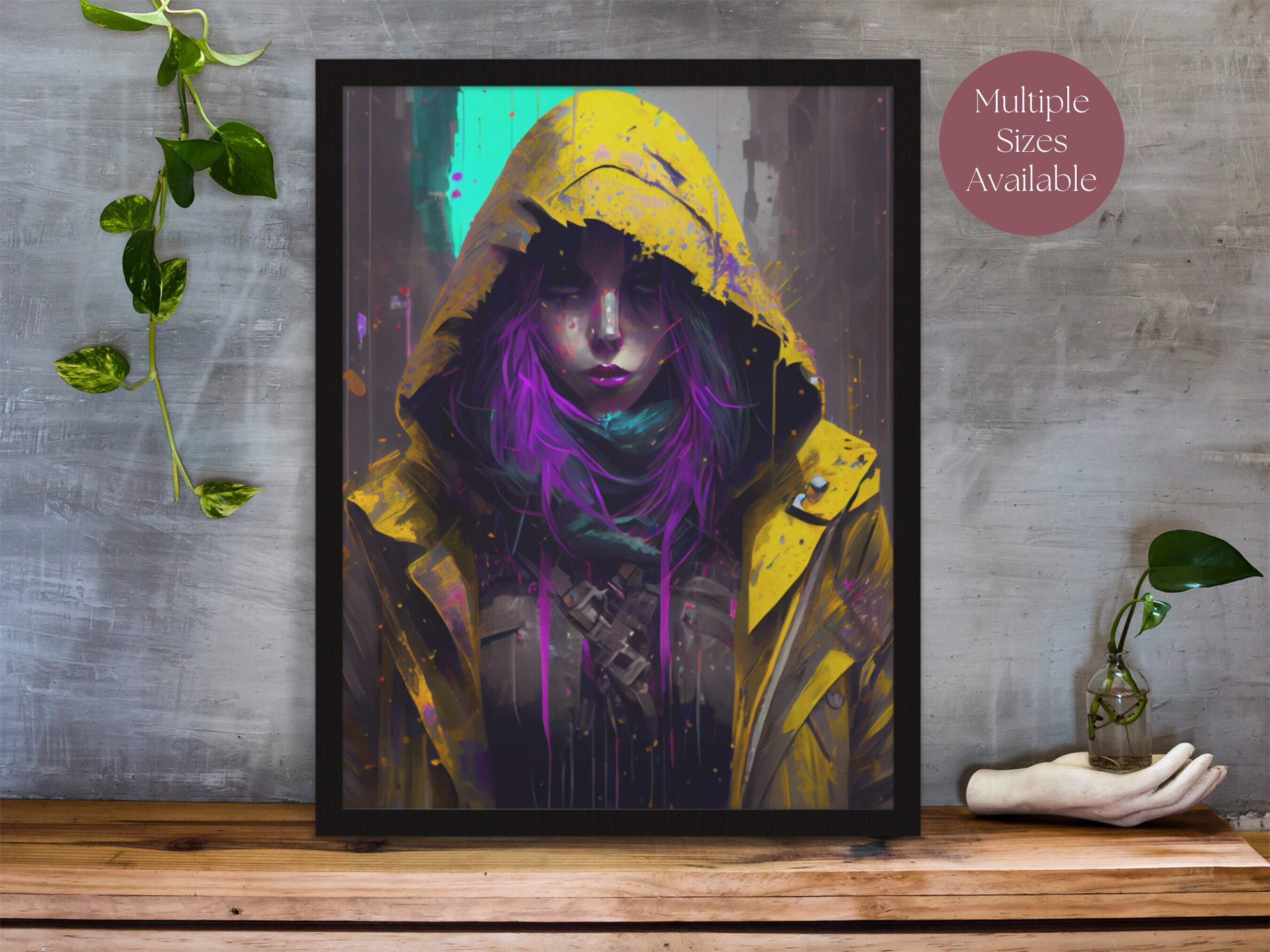 Colorful Cyberpunk Art Print | Futuristic Cyberpunk Wall Art Poster ...