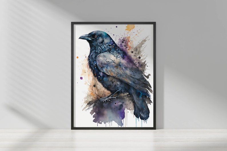 Raven Watercolor Painting,raven Painting Poster,raven Art Print ,wall ...