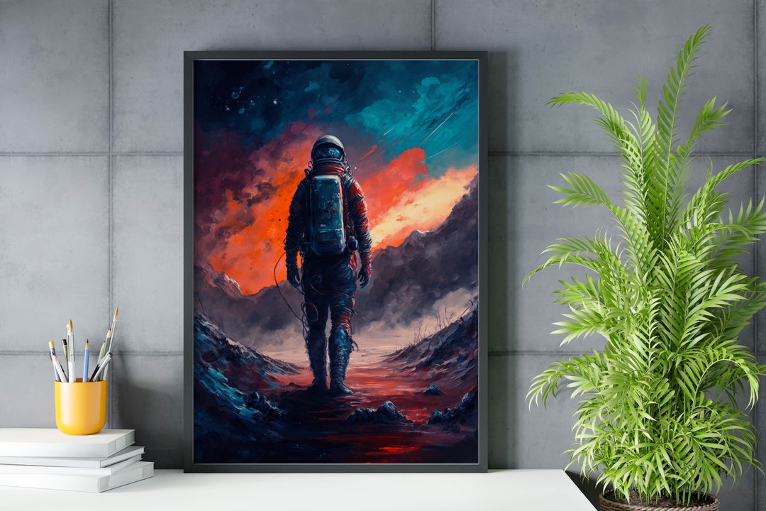 Astronaut Poster Print,spaceman Wall Art,outer Space Print,space Poster ...