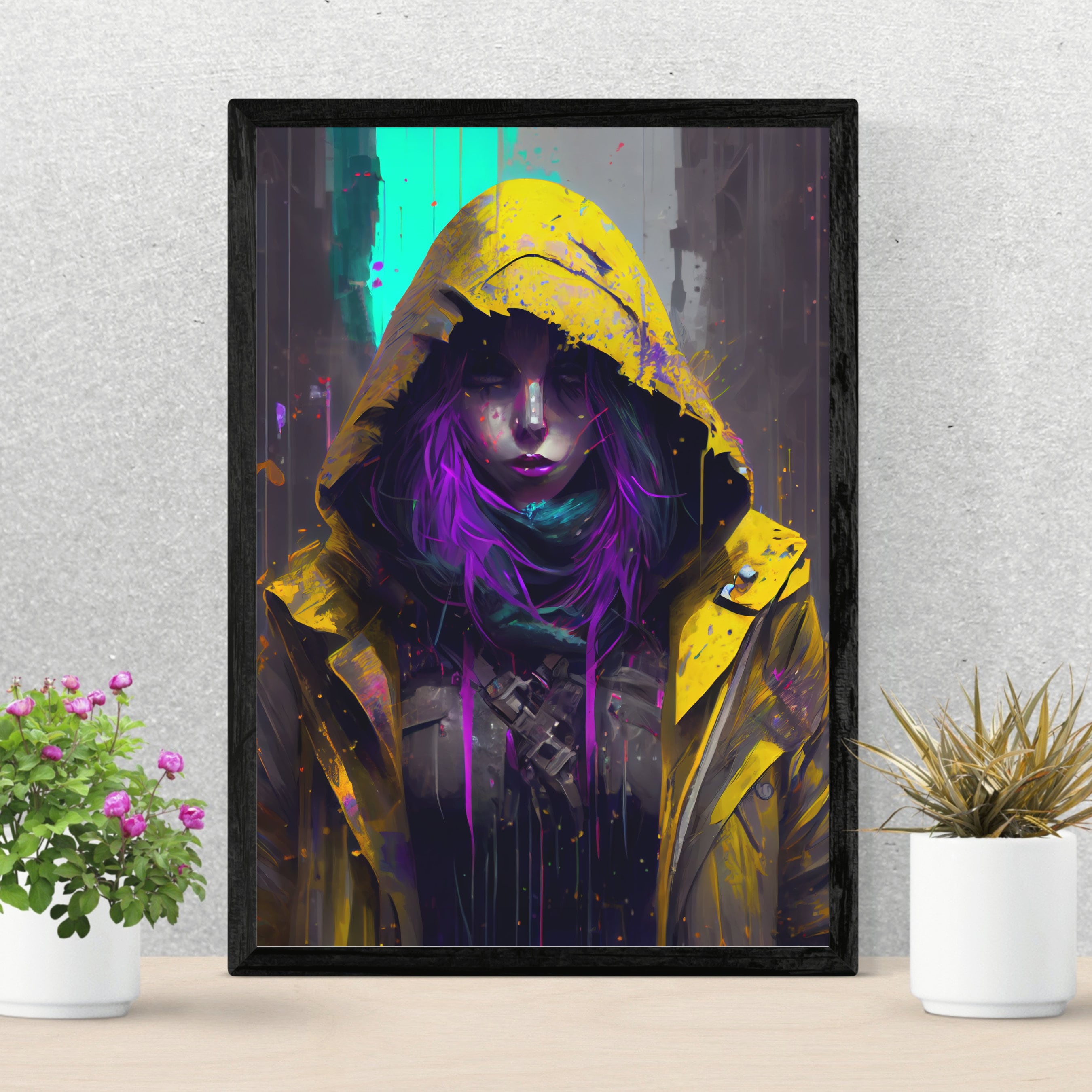 Colorful Cyberpunk Art Print | Futuristic Cyberpunk Wall Art Poster ...