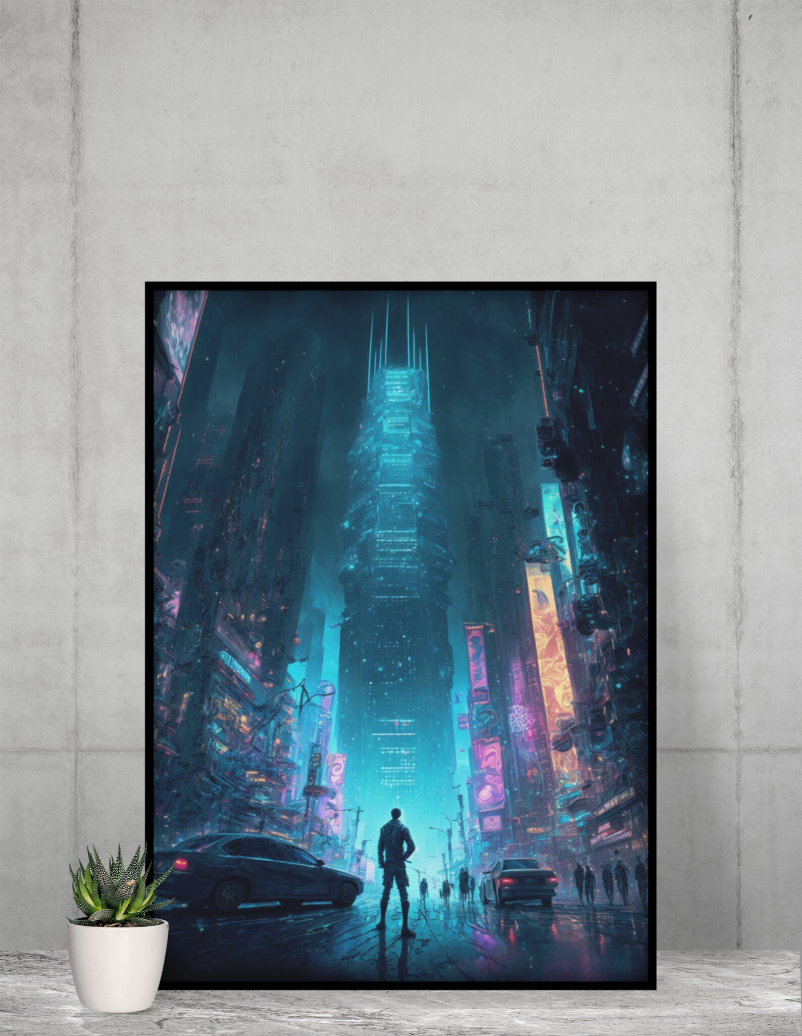 Cyberpunk Futuristic Times Square in New York Art Print,cyberpunk Wall ...